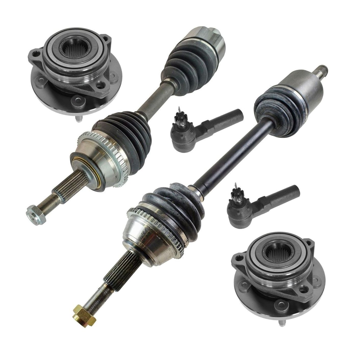 Zynkor Front CV Axle Shafts Wheel Hub Bearing Assemblies Tie Rods Kit 6 ...