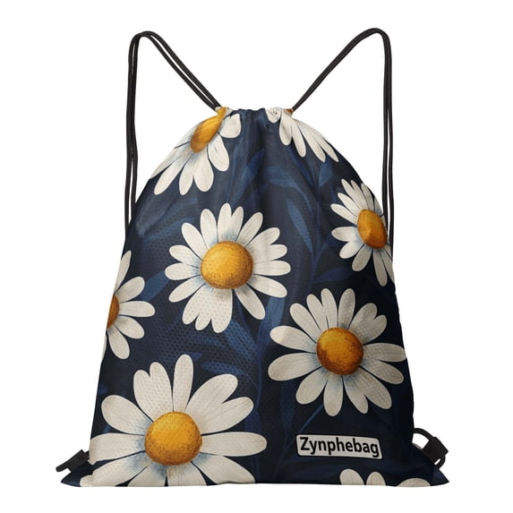 Zynphebag Daisy Print Drawstring Backpack Floral Pattern Gym Sackpack ...