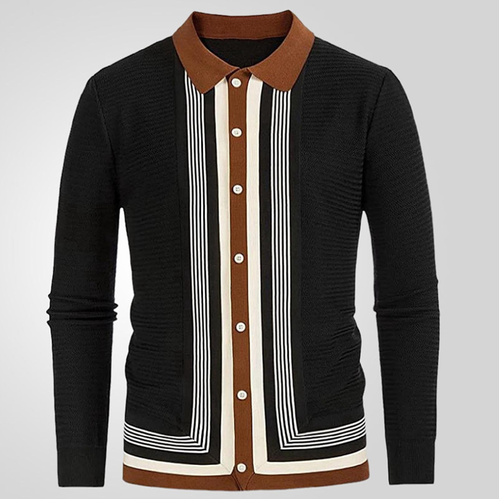 Zynviq Black Sweaters for Men Single Breast Long Sleeve Slim Color ...