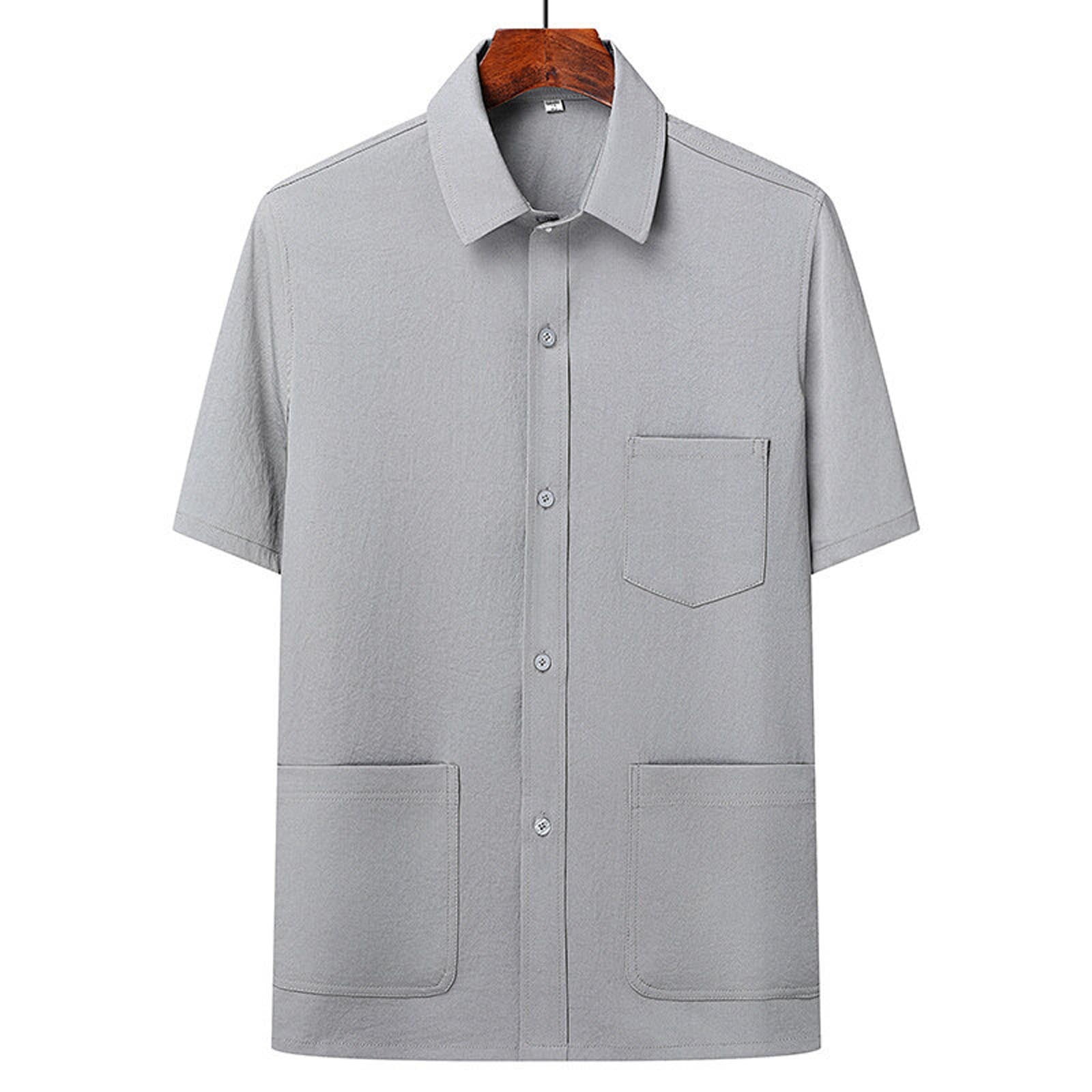 Zynviq Button Down Mens Shirts Short Sleeve Collared Solid Front ...