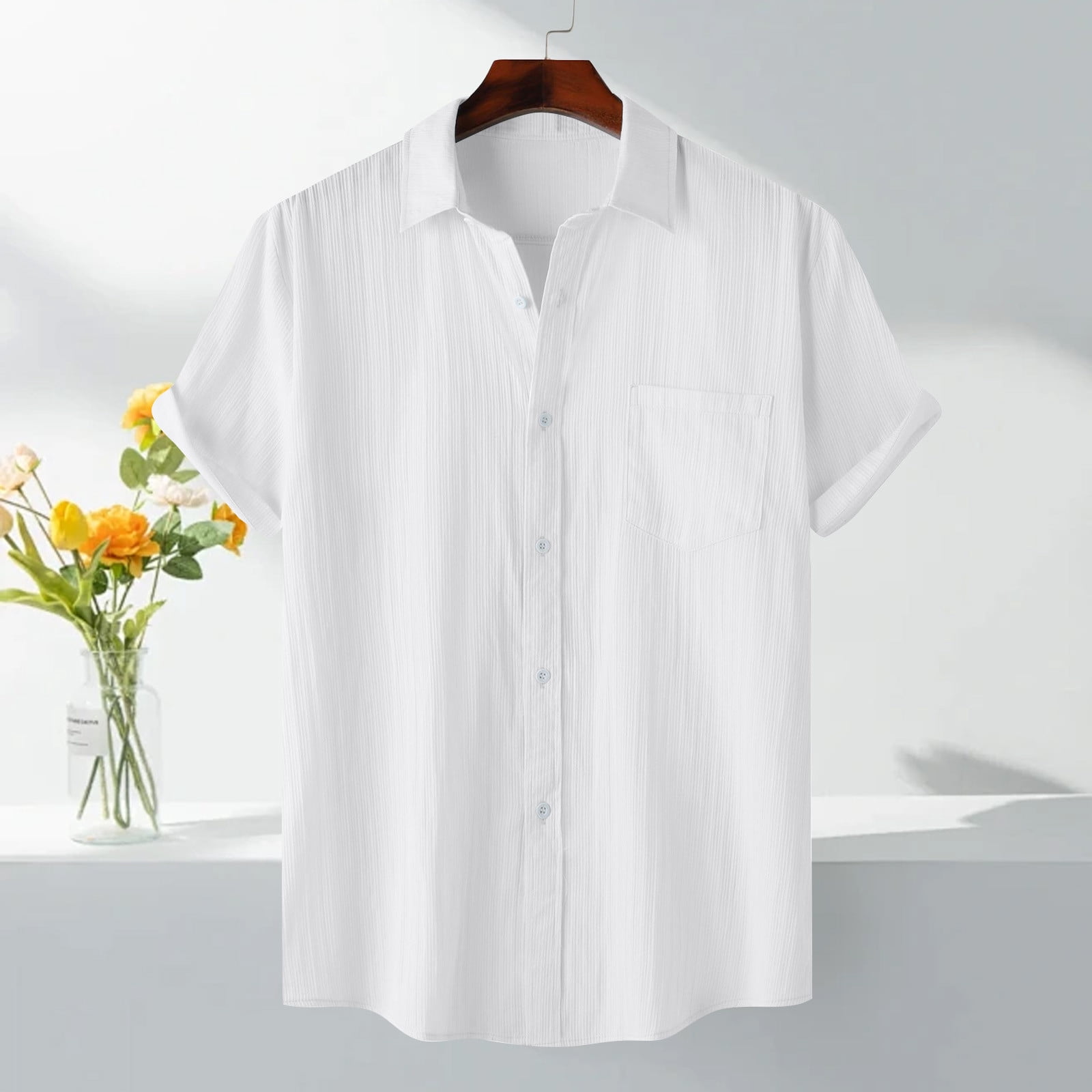 Zynviq Button Down Shirts Mens Short Sleeve Loose Fit Solid Shirts Men ...