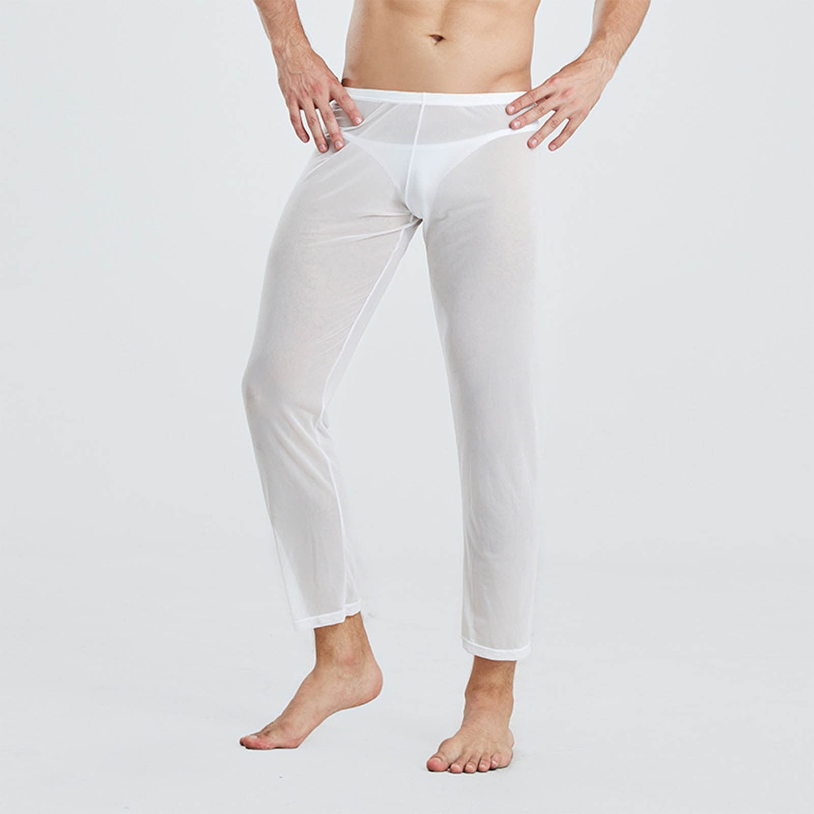 Zynviq Elastic Waist Men's and Big Men's Yoga Pants See Through Cropped ...