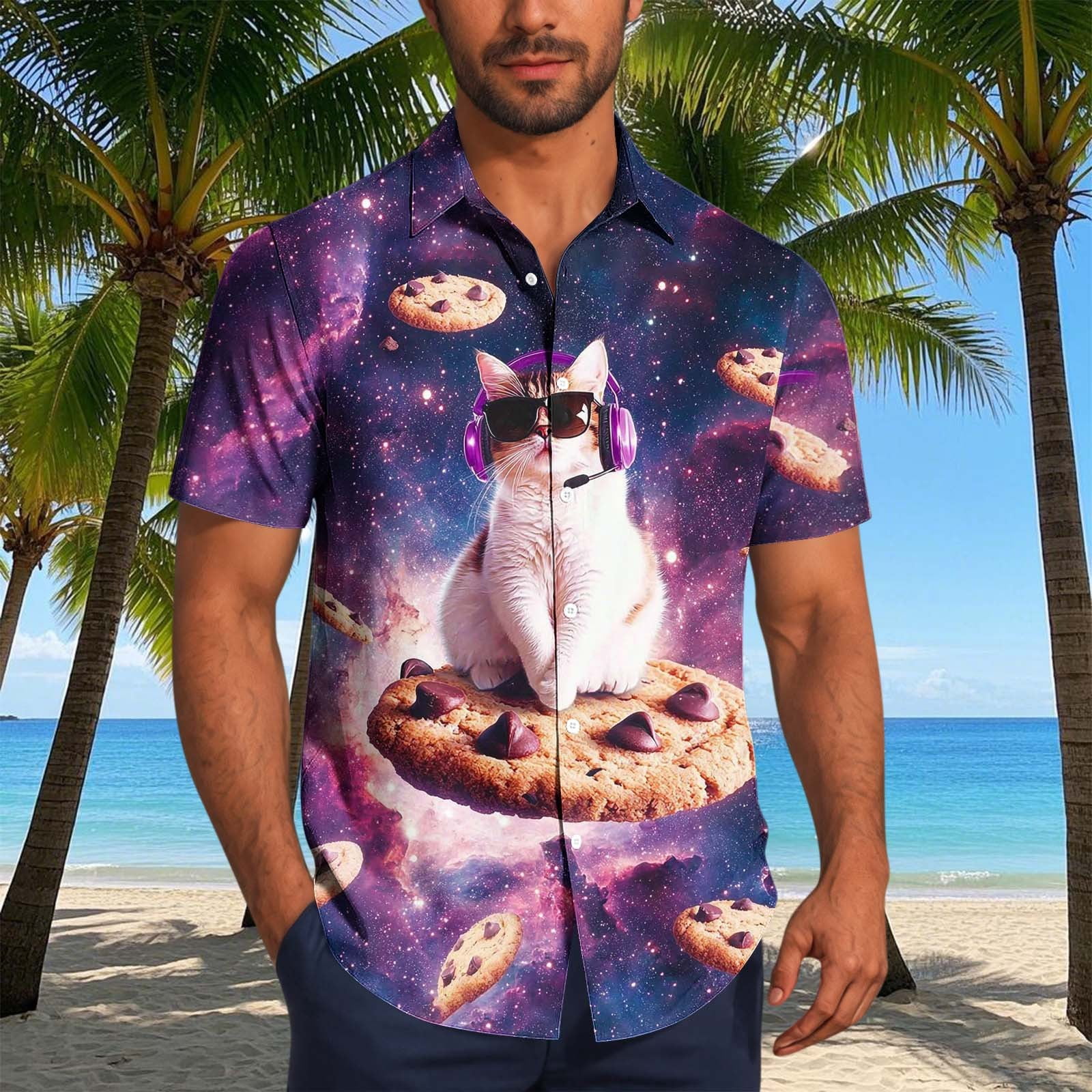 Zynviq Funny Men Shirts Button Down Short Sleeve Loose Fit Graphic ...