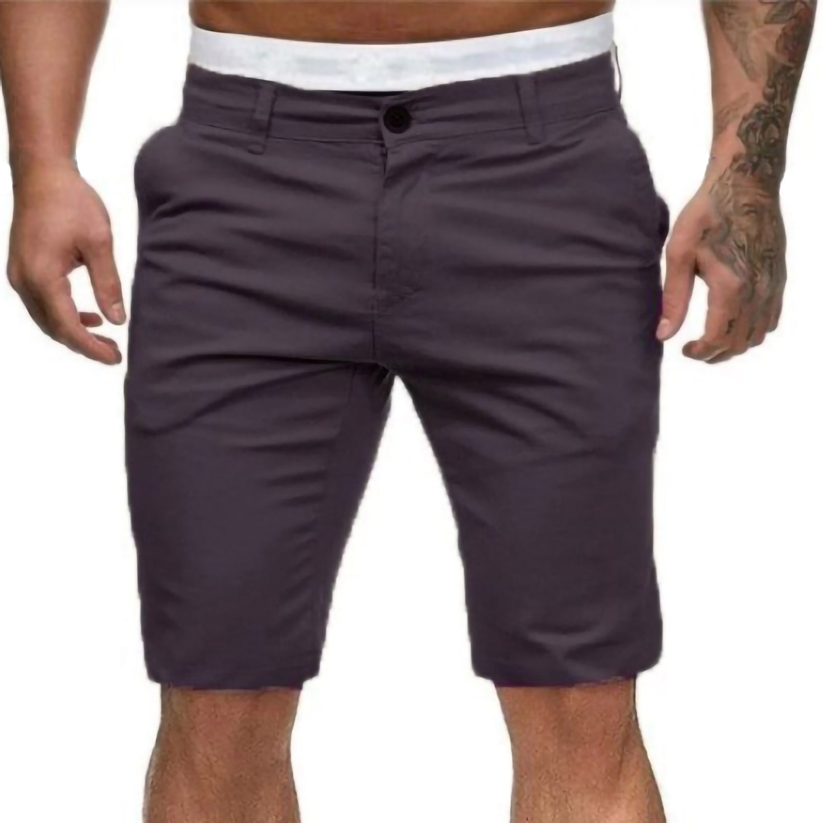 Zynviq Gray Man Shorts for Men Zipper Cargo Cozy Slim Fit Solid Multi ...