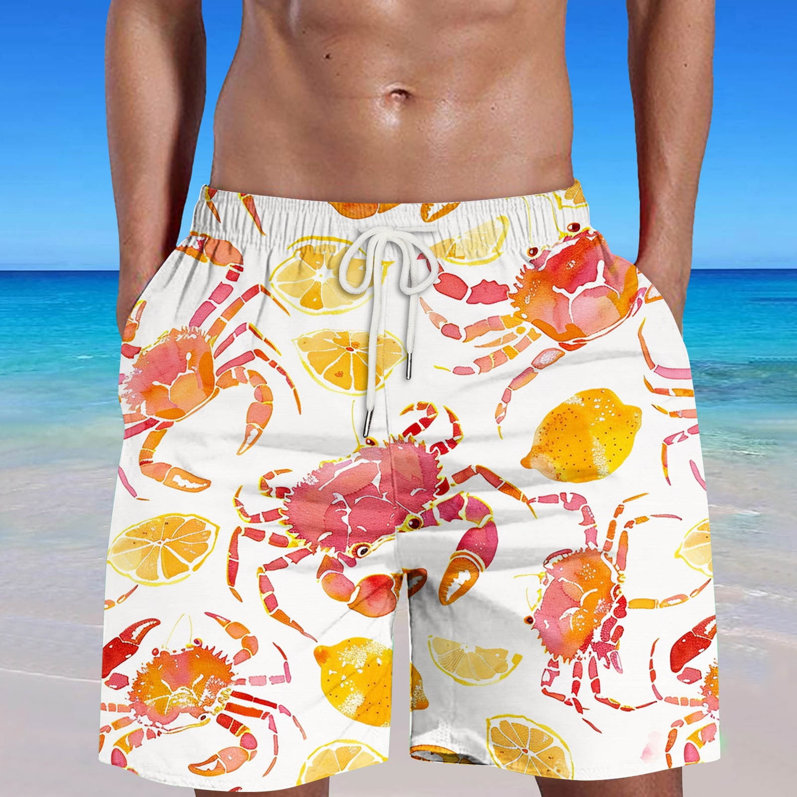 Zynviq Mens Short Drawstring Classic Fit Graphic Prints Beach Shorts ...