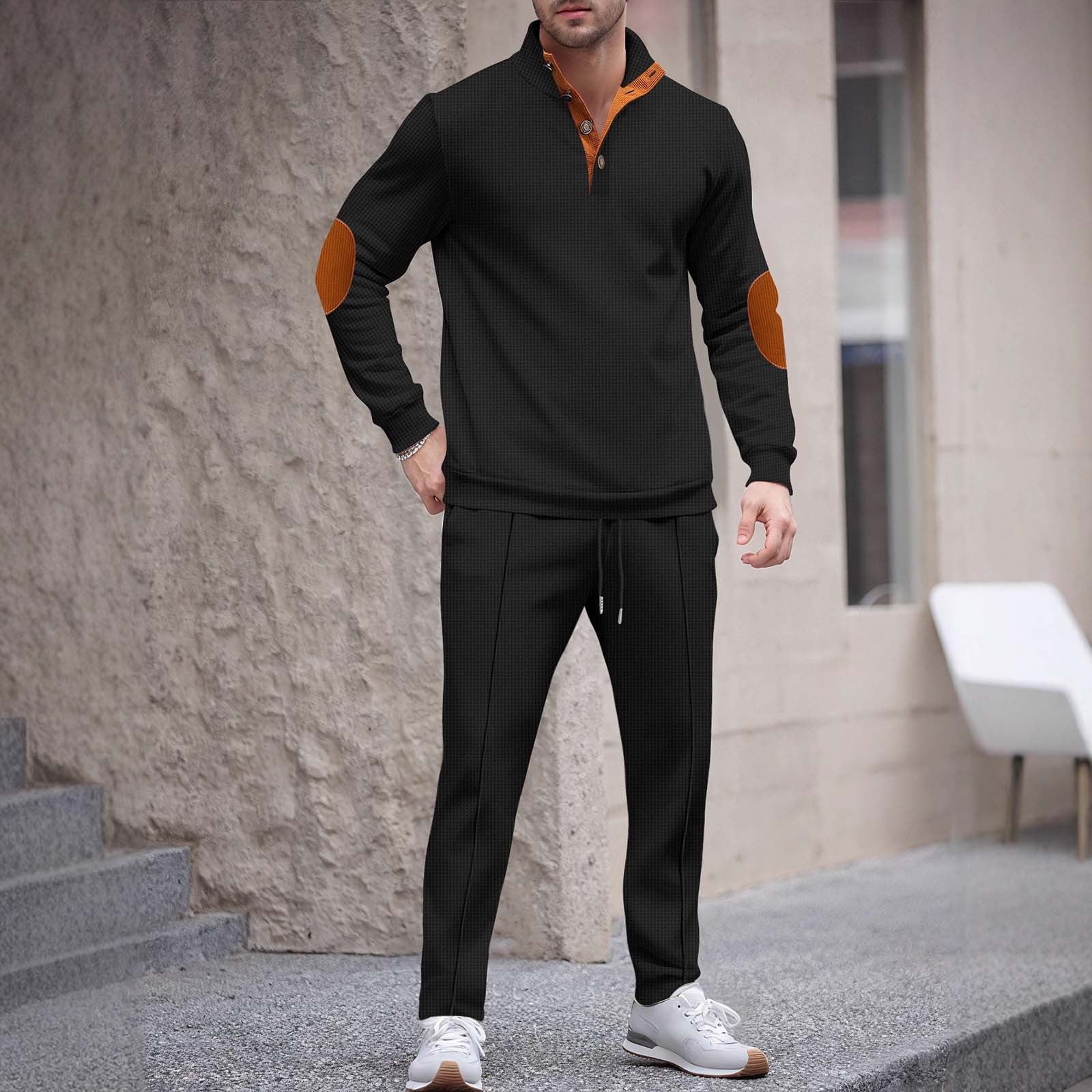 Zynviq Mens Trendy Suits Jacquard Color Block Green Button up Sweat ...