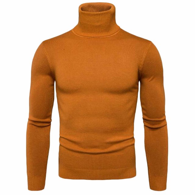 Zynviq Sweater Clearance Men Yellow Turtle Neck Pullover Long Sleeve ...