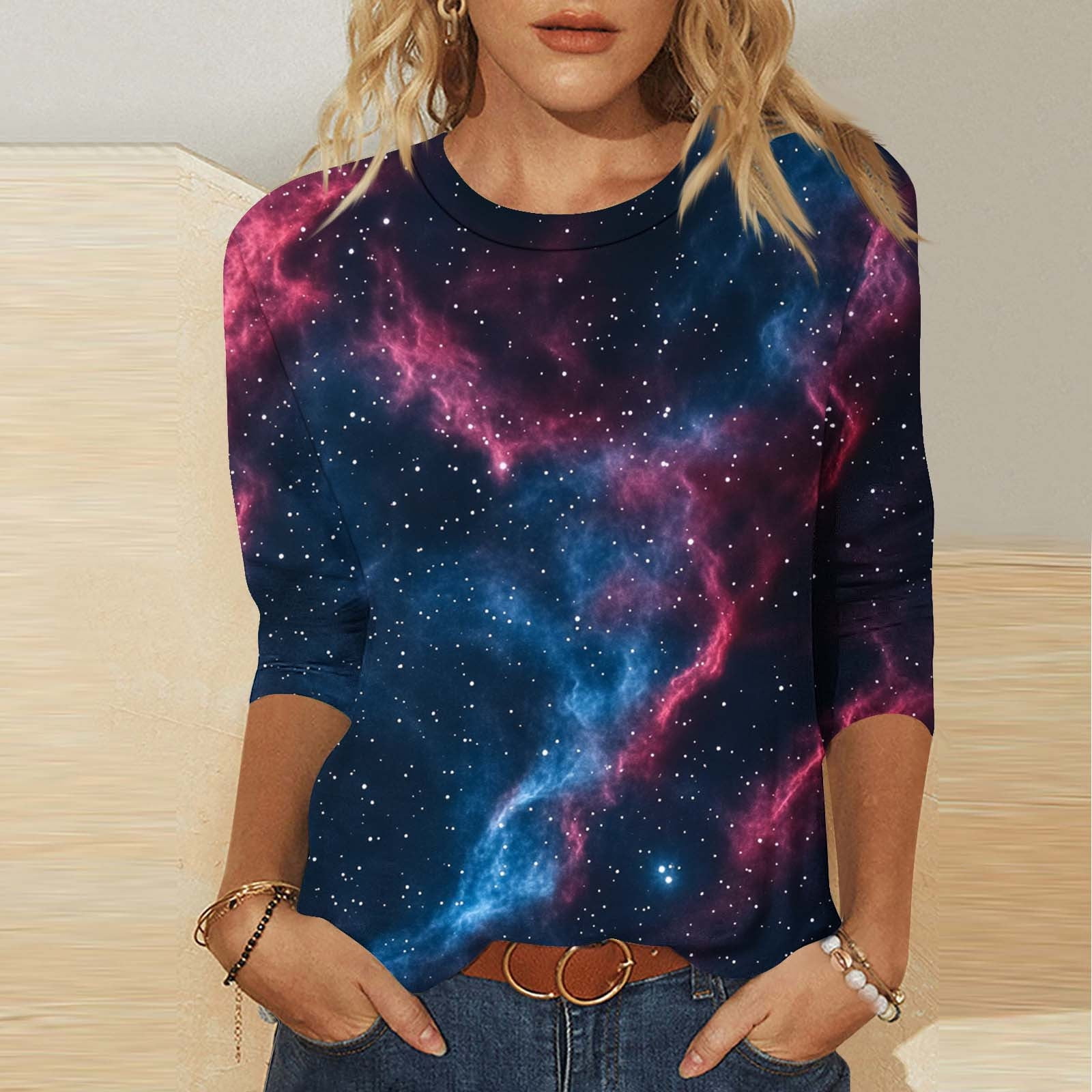 Zynviq Women's Tops Casual 3/4 Sleeve Crew Neck Graphic Lightweight ...