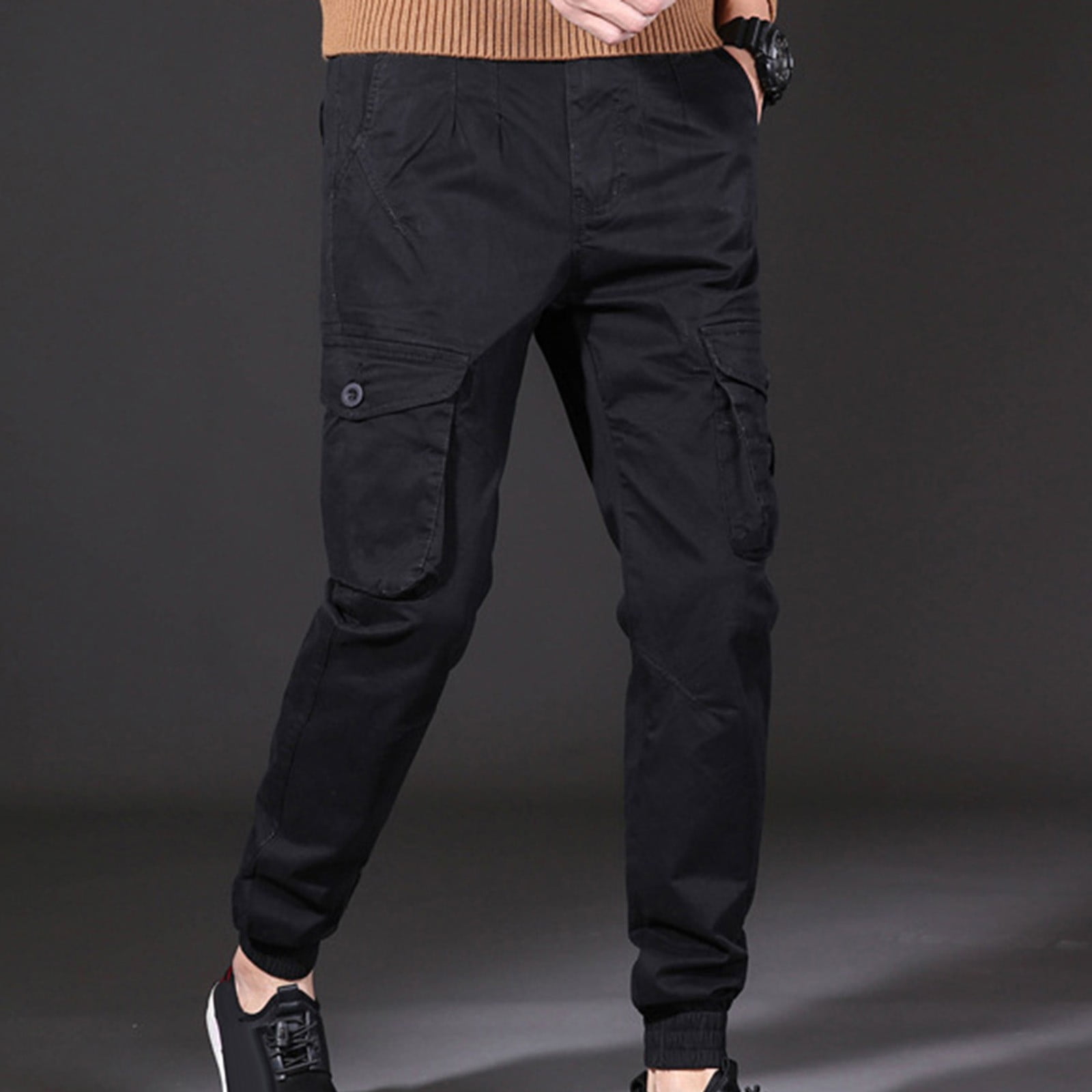 Zynviq Zipper Men's and Big Men's Pants Solid Active Jogger Cargo Pants ...
