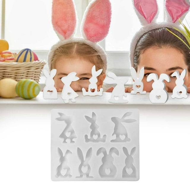 Zyooh Easter Bunny Silicone Mould Easter Rabbit Silicone Moulds Casting ...