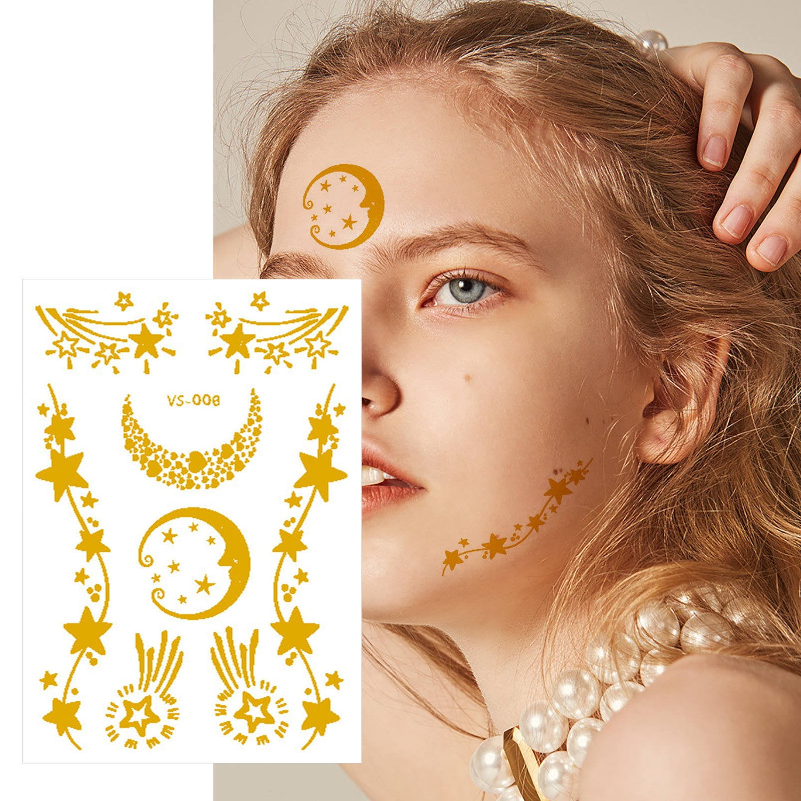 Zyooh Metal Temporary Stickers Face Gold Temporary Transfer Stickers ...