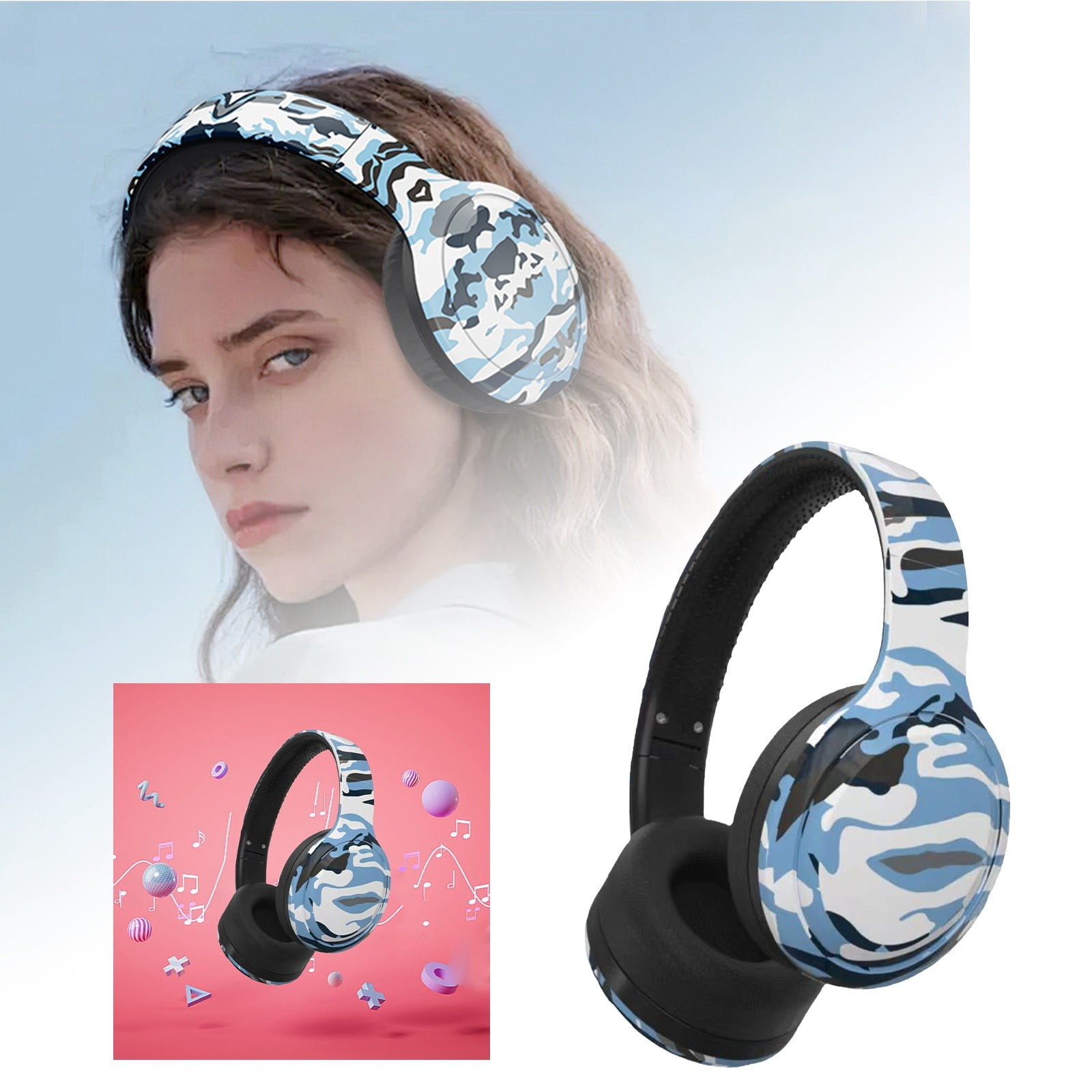 Zyooh Style Headband Headphones Customizable With Extended Battery Life SD Card Slot Sound ...