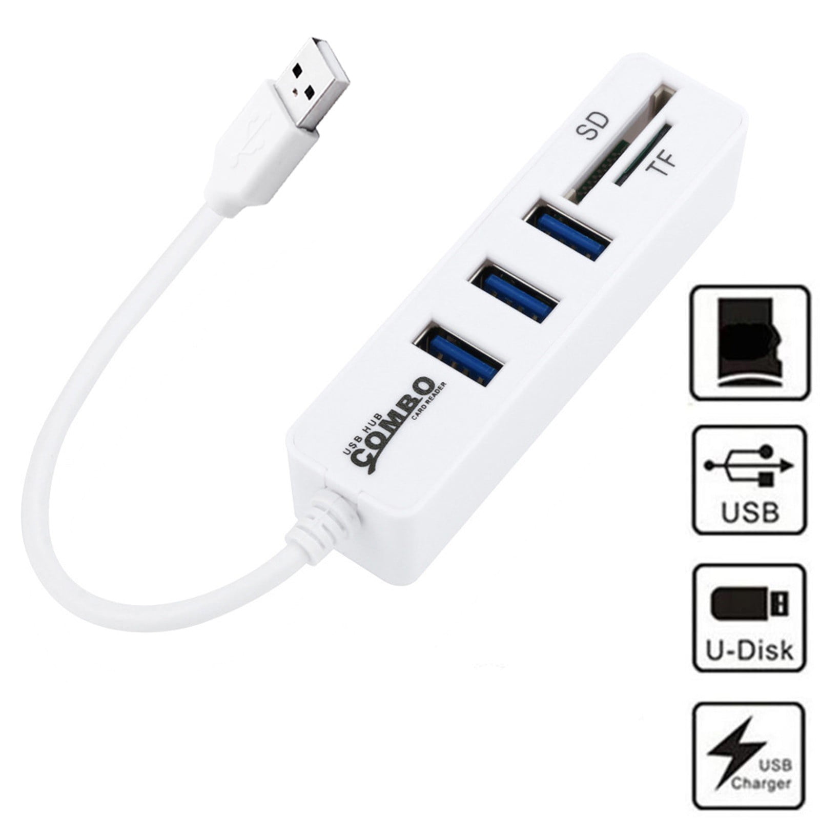 Zyooh USB HUB,3 Port USB 2.0 HUB With Line Hub Combo Card Reader TF/SD ...
