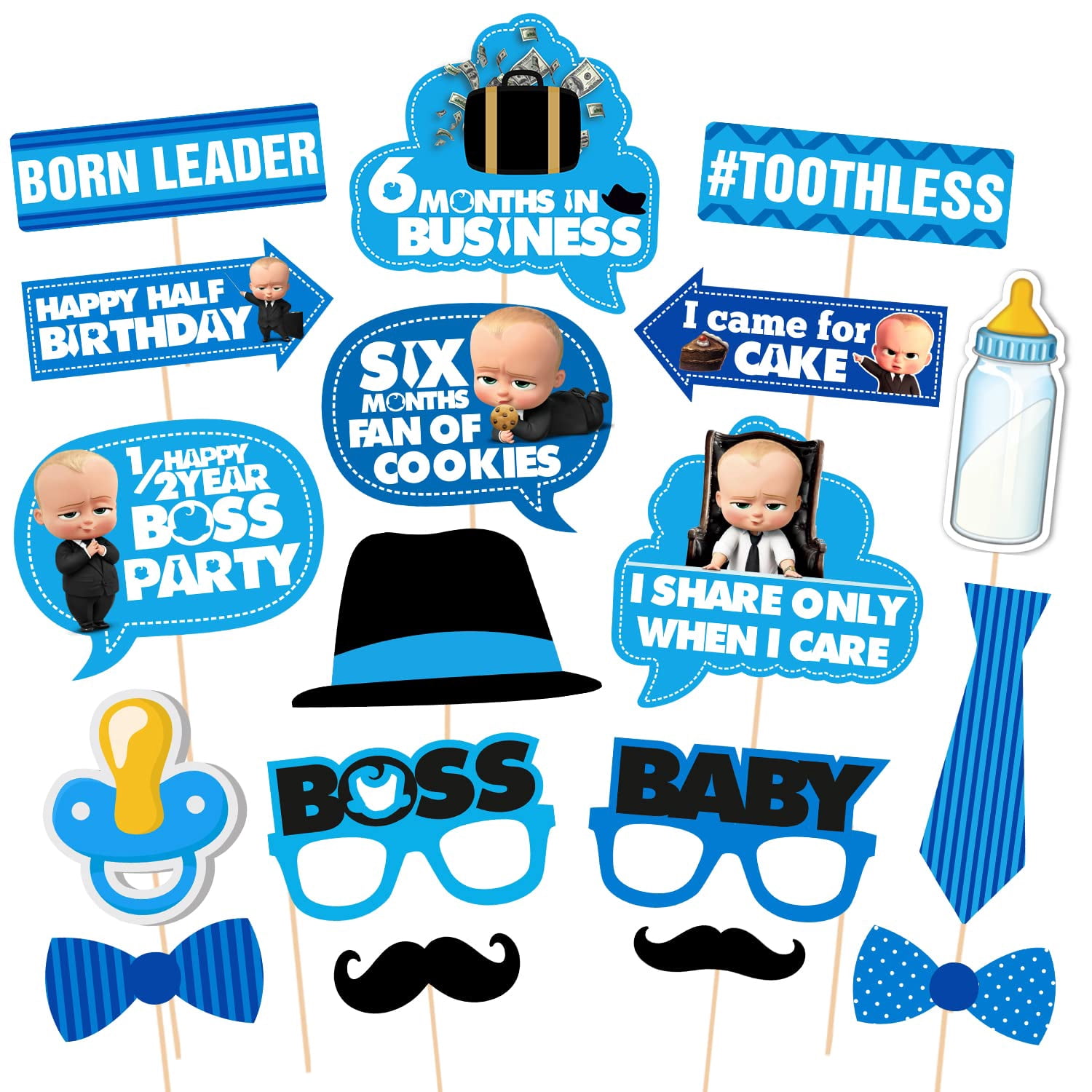 Zyozique Boss Baby Half Birthday Photo Booth Props 18 Pieces With ...