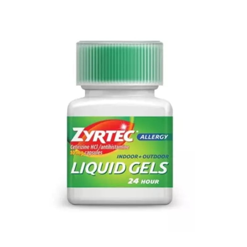 Zyrtec 24 HR Allergy Relief Cetirizine 10 mg, 12 Liquid Caps - 2 Pack ...