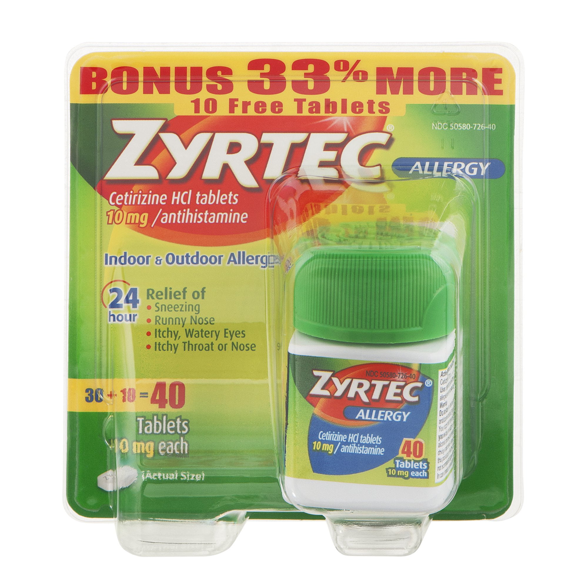Zyrtec 24 Hour Allergy Relief Tablets, 30+10 Ct *EN - Walmart Business ...