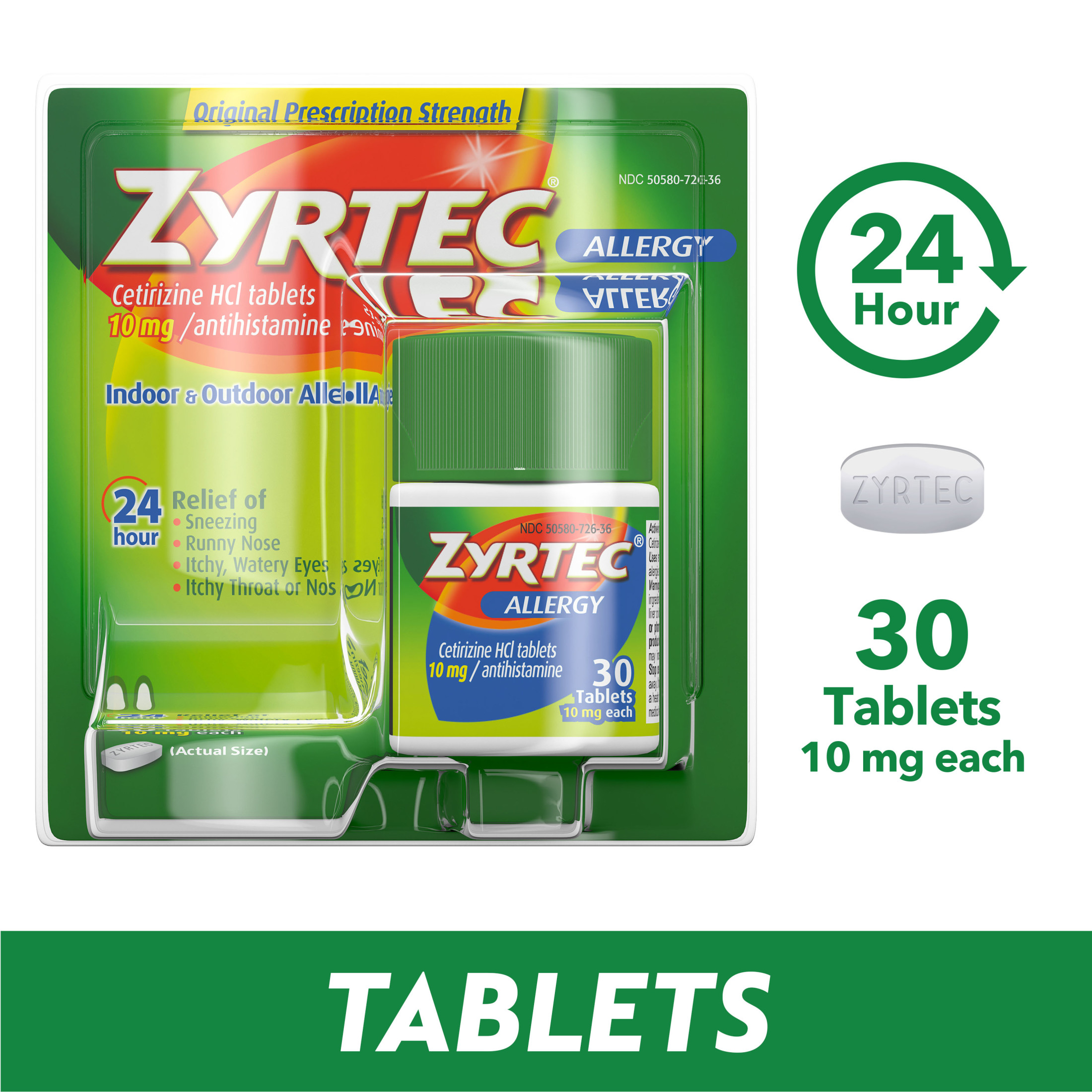 Good Sense All Day Allergy, Cetirizine HCl Tablets, 10 mg 30 Each ...
