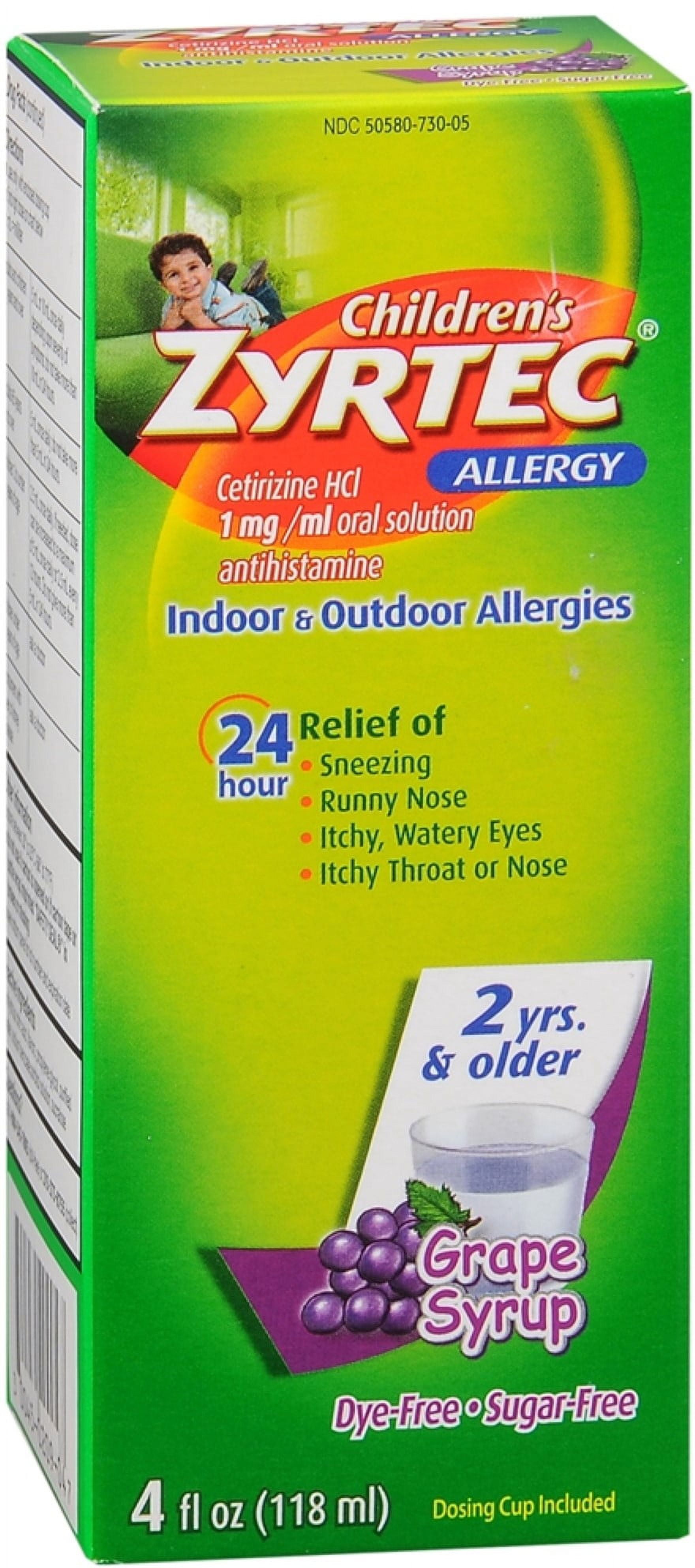 Zyrtec Children's Allergy Liquid Grape 4 oz (Pack of 4) - Walmart.com