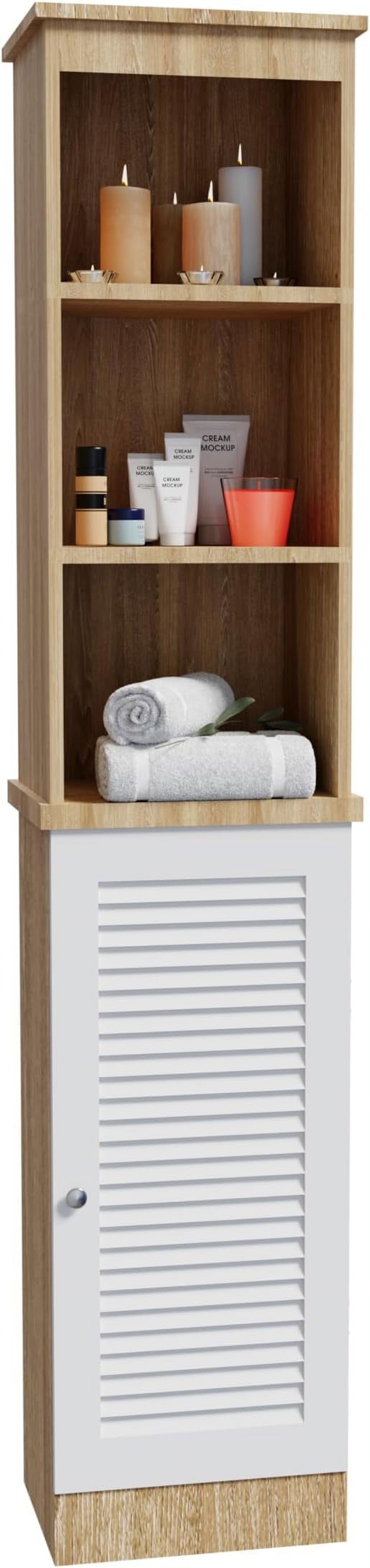 ZyserTjolt Freestanding Tall Linen Cabinet with One Door&Shelves,Wooden ...