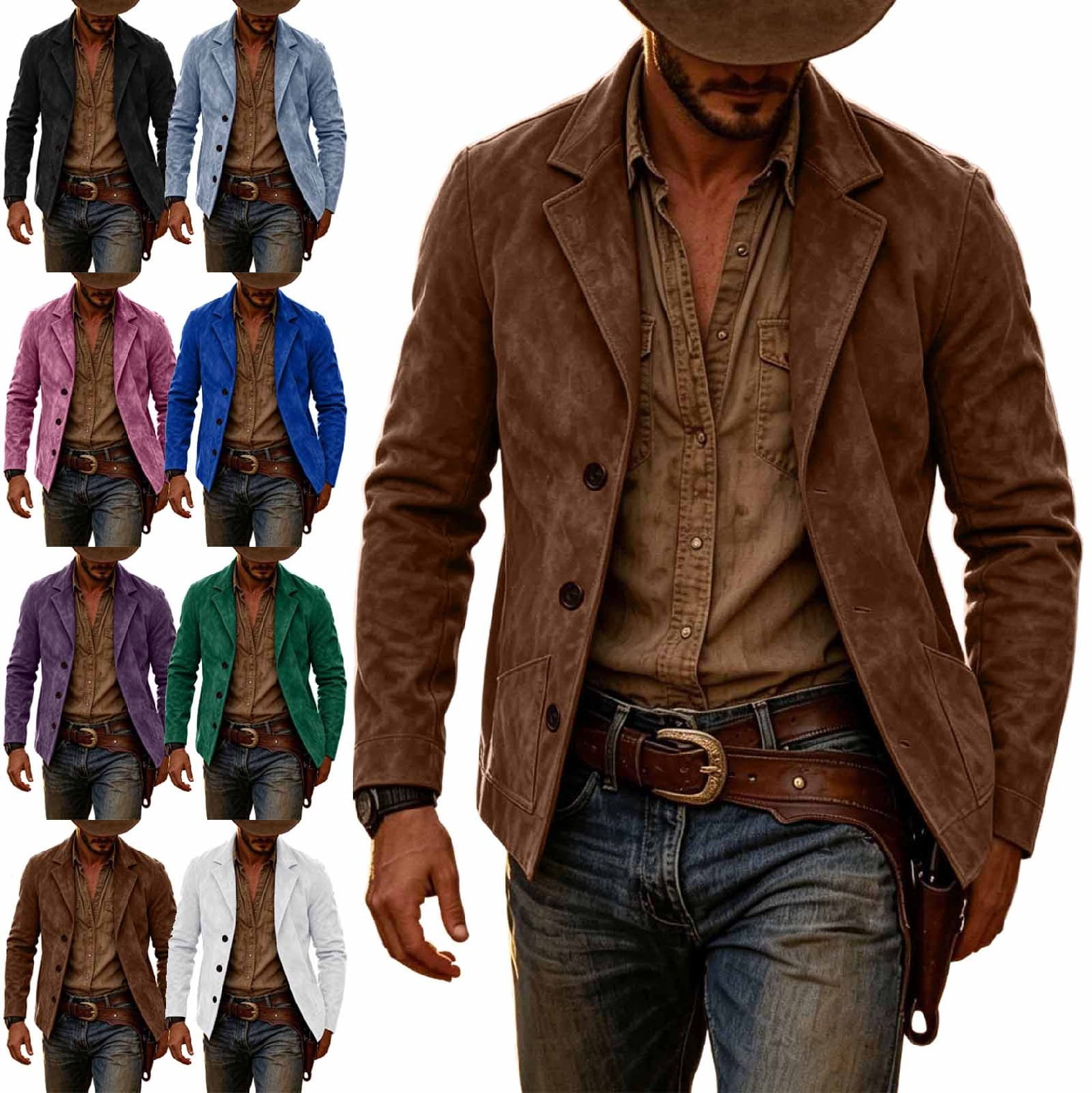 Zysthvn Single Breasted Blazer for Men Long Sleeve Business Fall Jacket ...