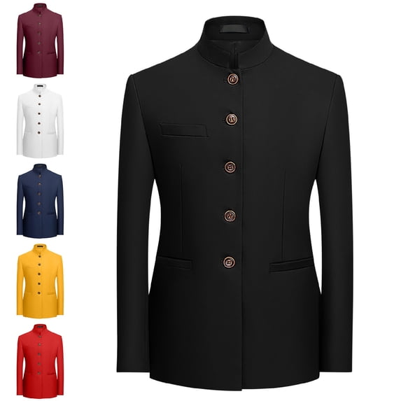 Zysthvn Long Sleeve Men Blazer Single Breasted Business Winter Jacket ...