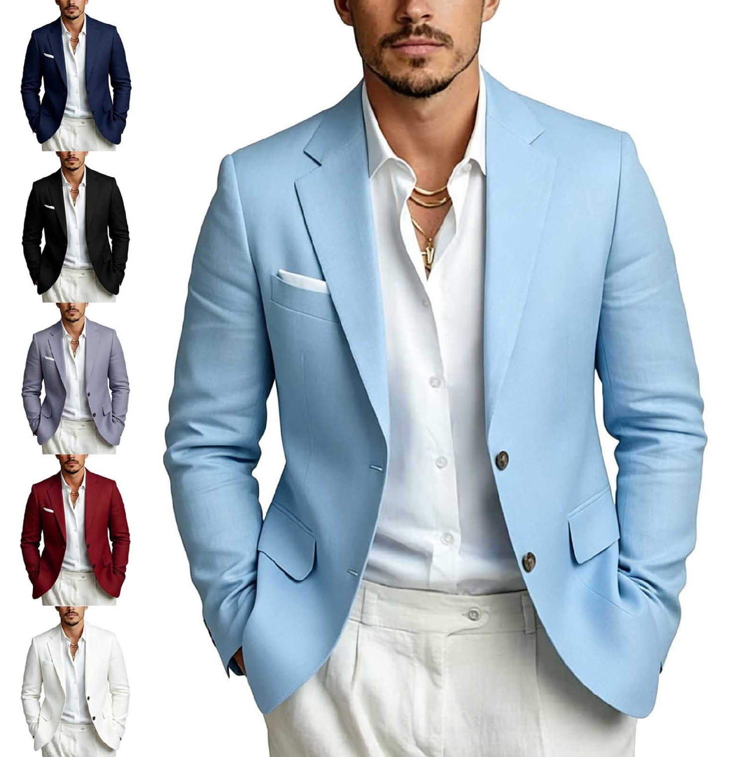 Zysthvn Long Sleeve Mens Suit Jacket Business Single Breasted Fall ...