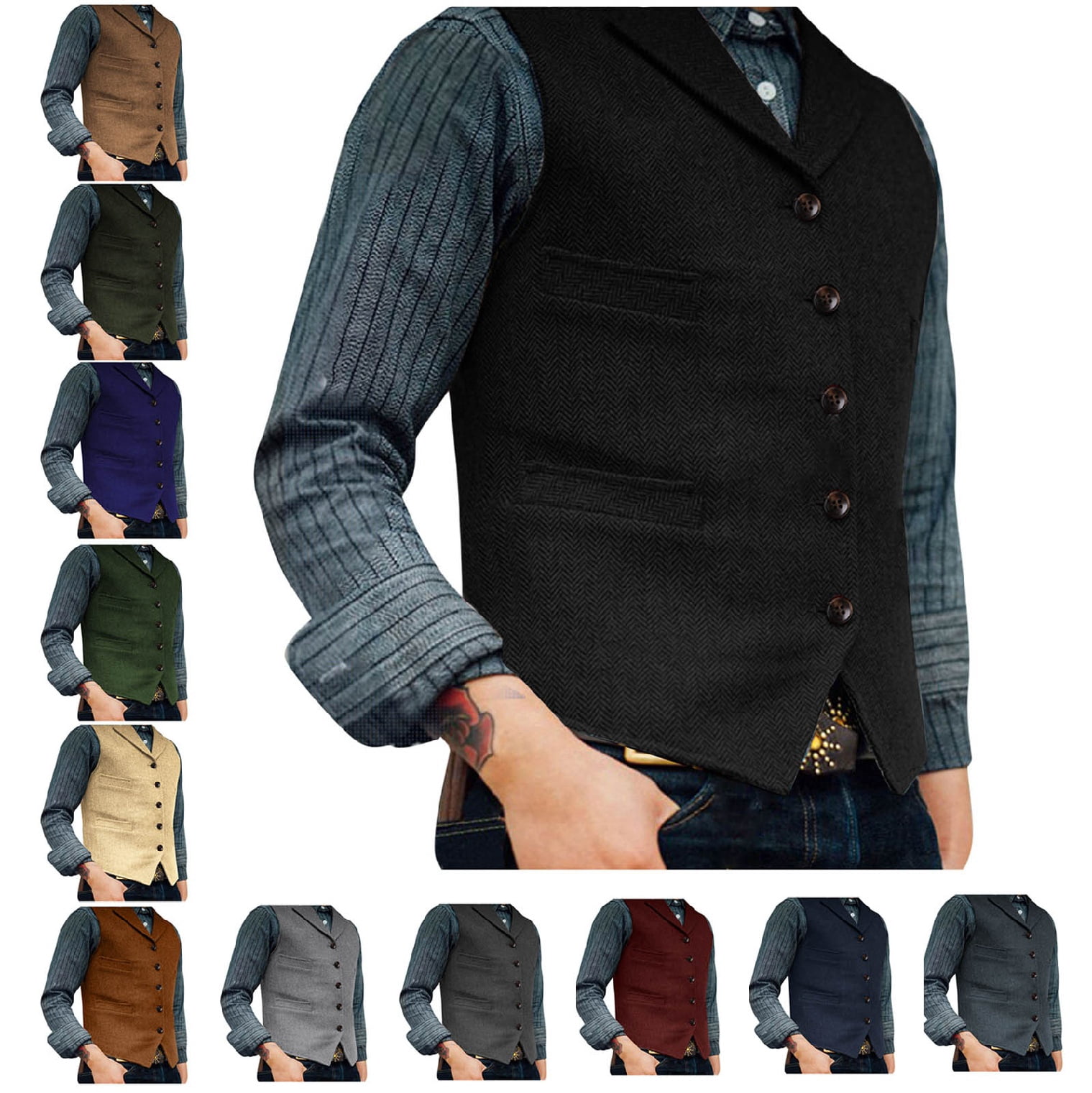 Zysthvn Sleeveless Blazer for Men Business Single Breasted Fall Mens ...