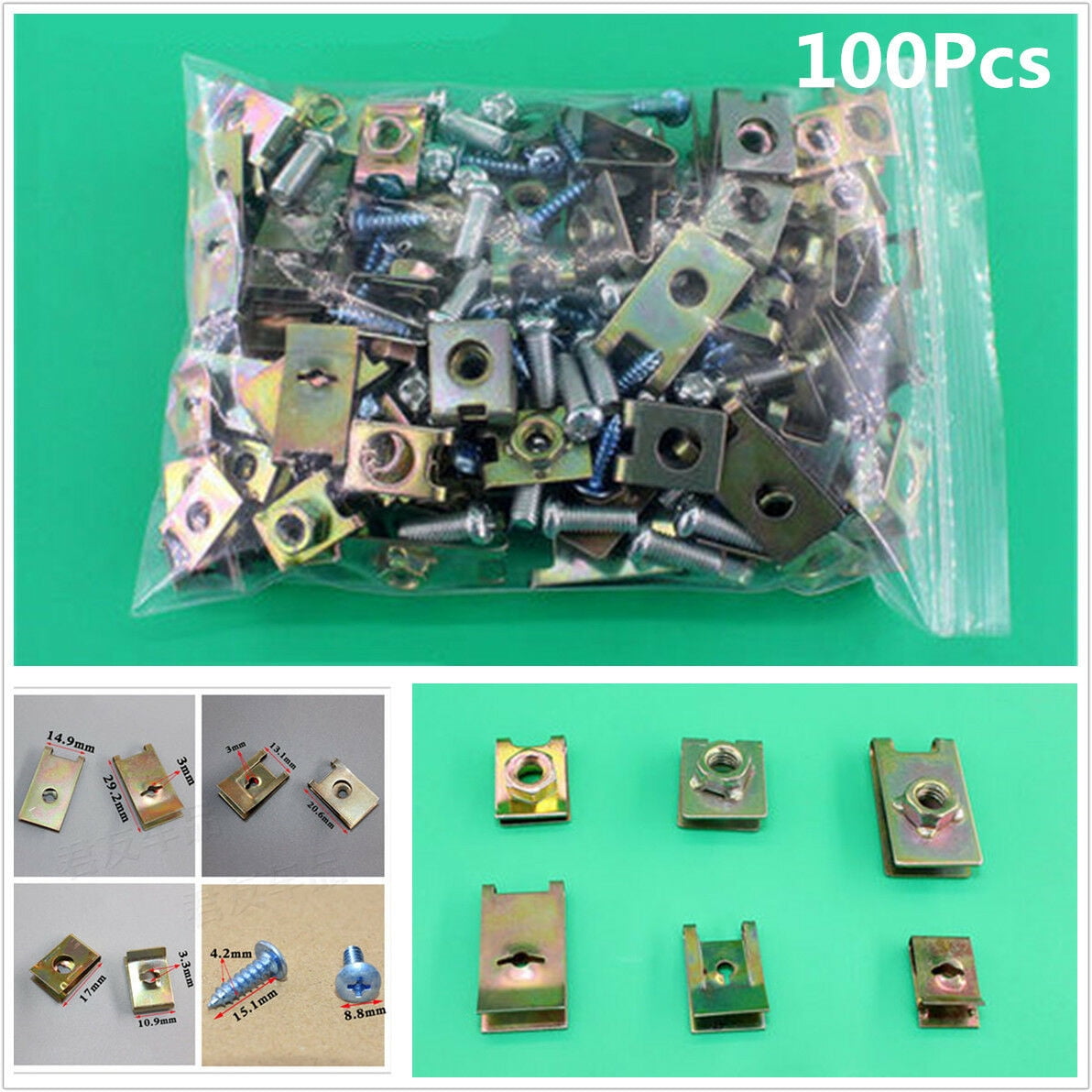 Zyutaosan 100Pcs Mixed Auto Car Body Door Panel Fastener Fixed Screw U ...