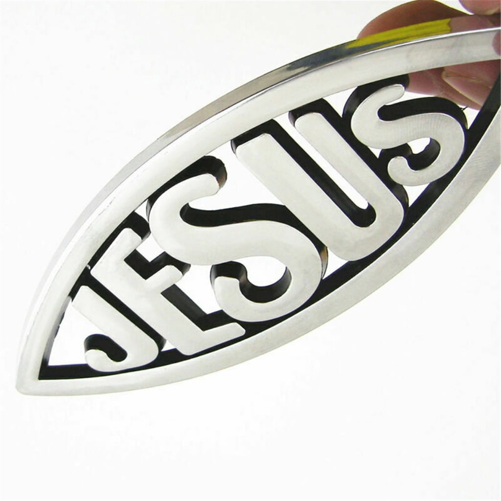 Zyutaosan 3D Car Sticker Silver Jesus Fish Emblems Christian Symbol ...