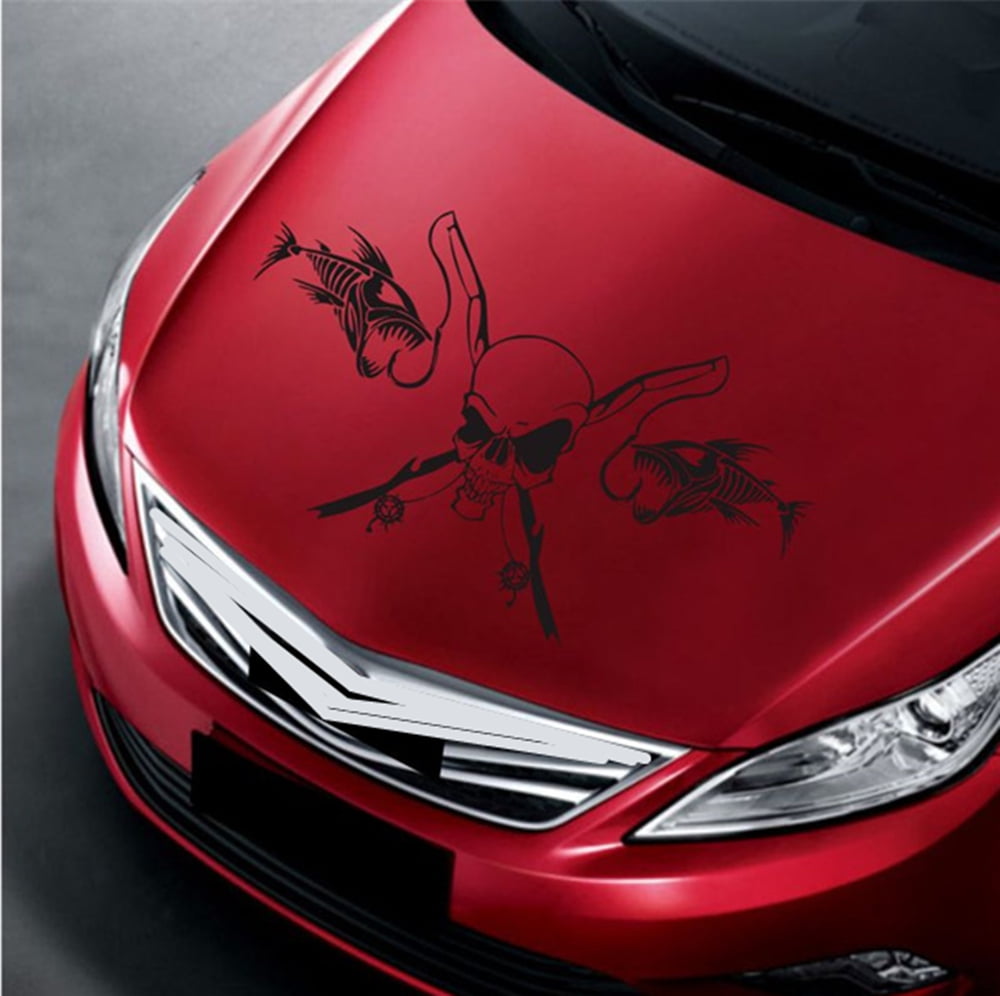 Zyutaosan Fishing Skull Skeleton Fish Rod Hook Car Sticker Vinyl Decal ...