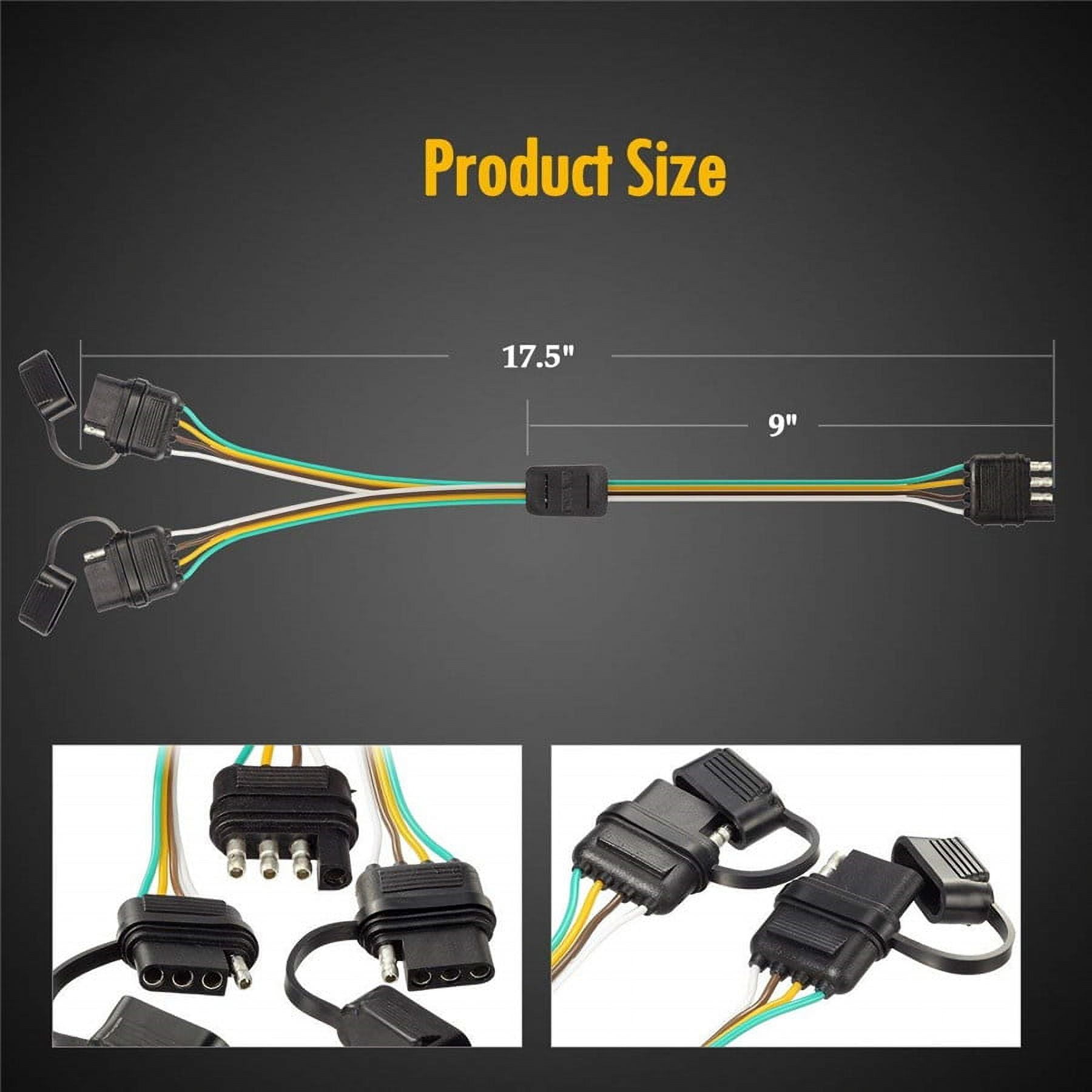 Zyutaosan Flat 4 Way 4 Pin Trailer Y Splitter Harness Adapter Led ...