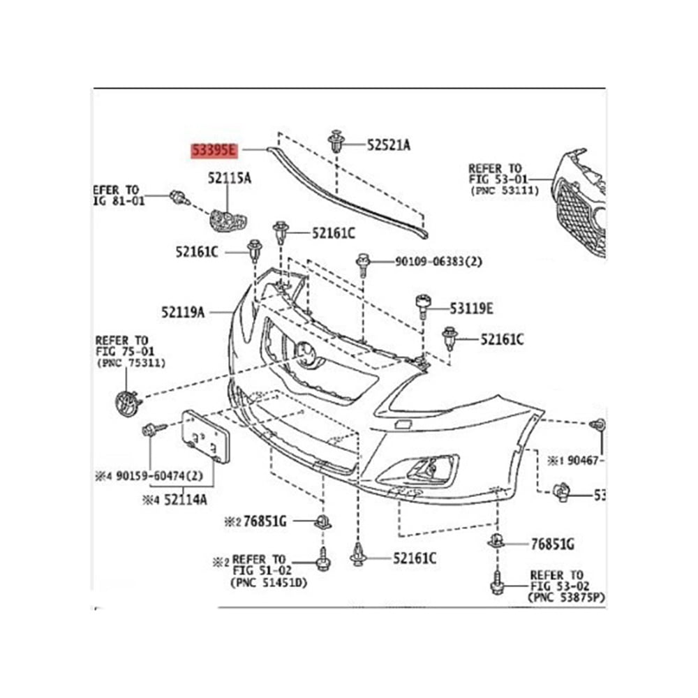 Zyutaosan Hood To Front Bumper Panel Seal Strip 53395-02040 For Toyota ...