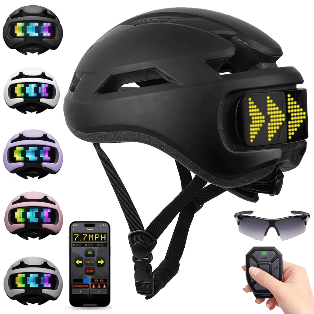 ZyyWoo Smart Bike Helmet with Light - with Cycling glasses and DIY LED ...