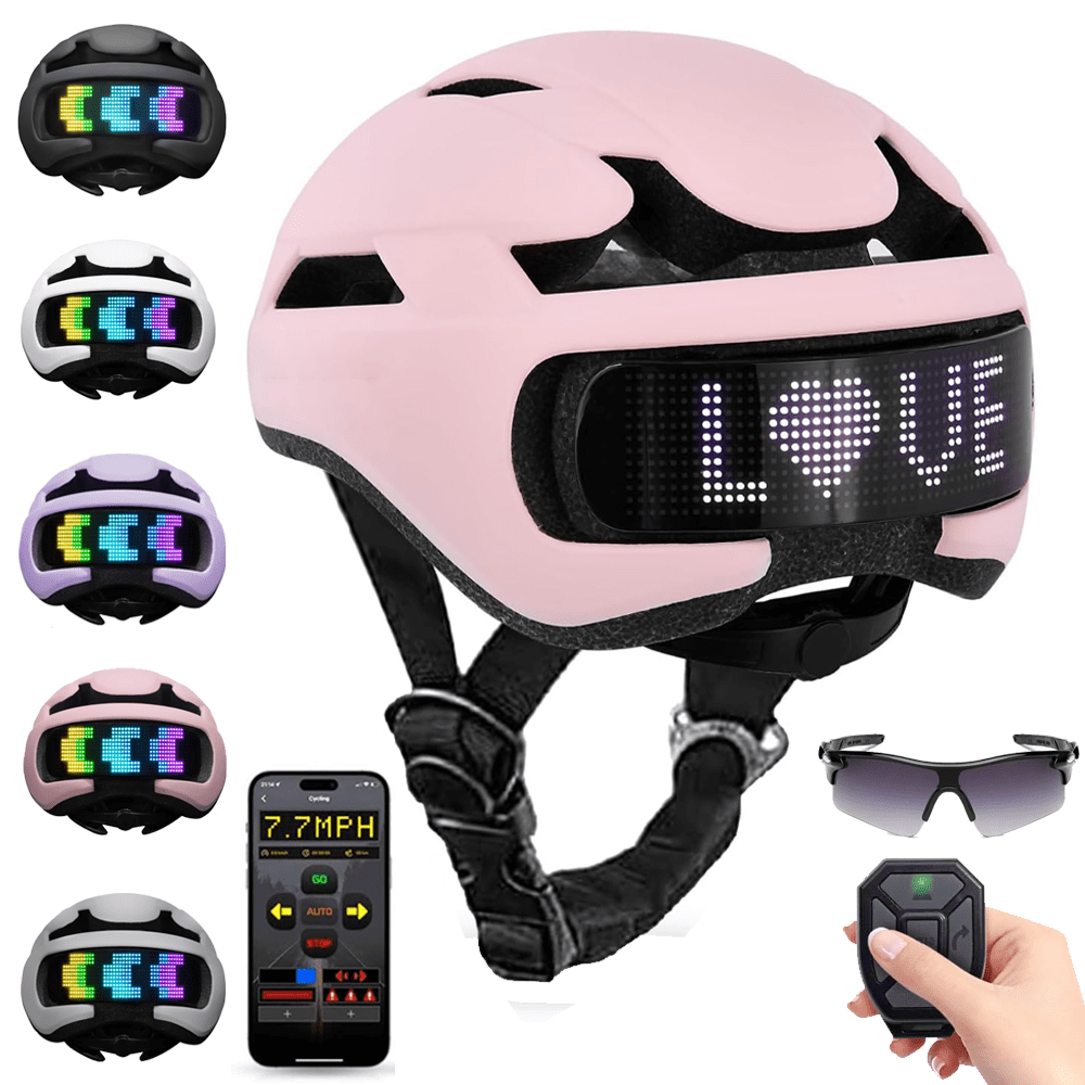 ZyyWoo Smart Bike Helmet with Light - with Cycling glasses and DIY LED ...