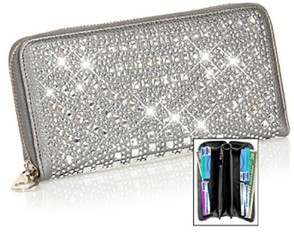 ZzFab Gem Wallet Matching Rhinestone Wallet for Sparkle Purse Pewter ...