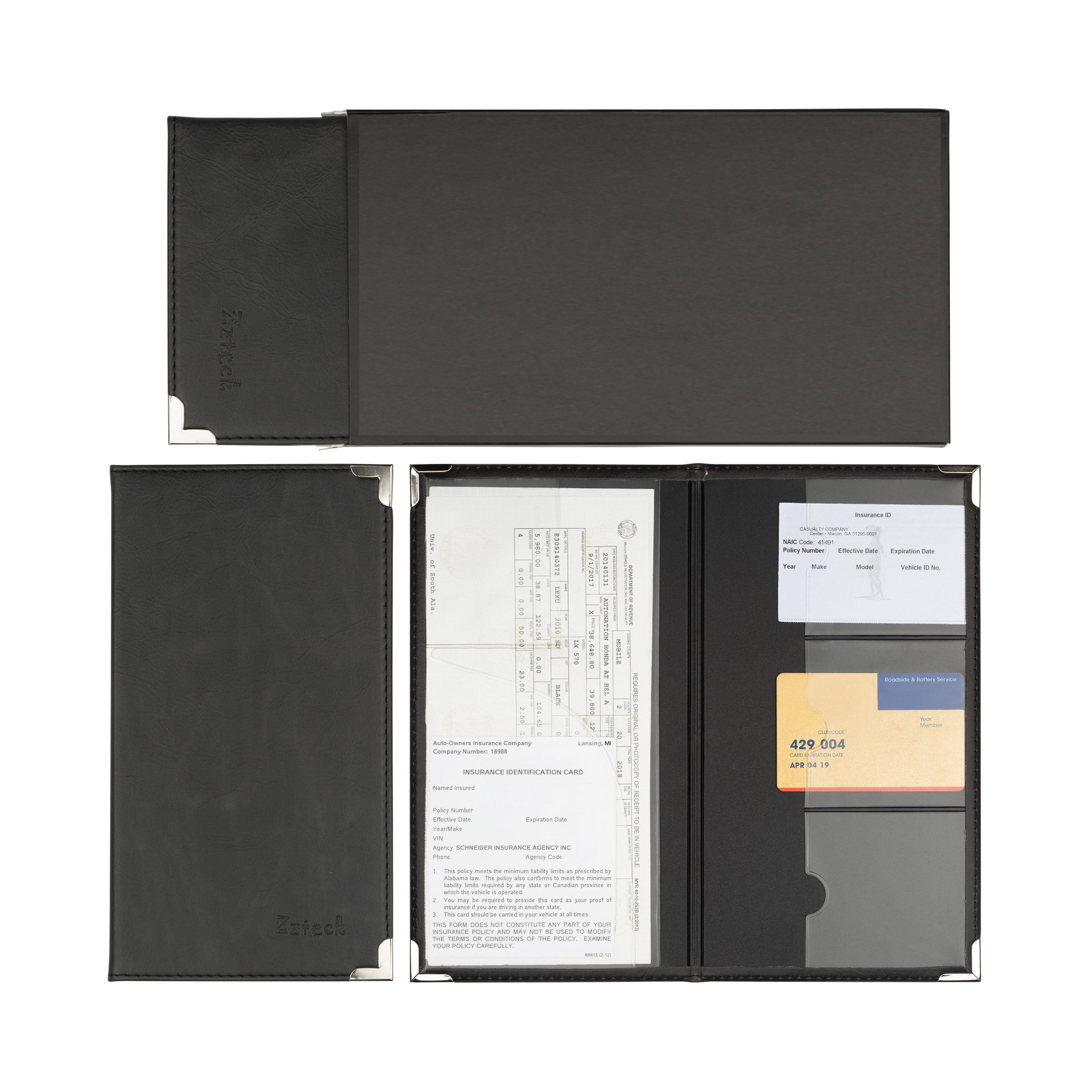 ZzTeck Black Car Registration Card Holder and Insurance - For Auto ...