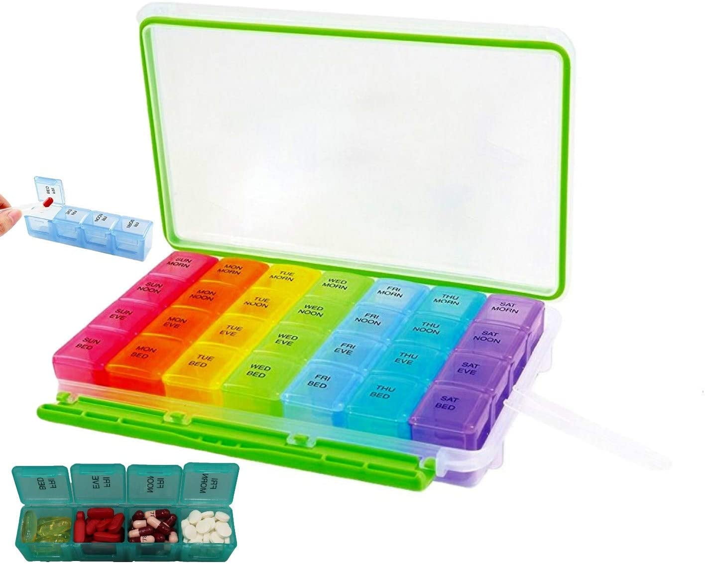 ZzTeck Weekly AM/PM Pill Organizer - 7 Day Portable Medication Planner ...