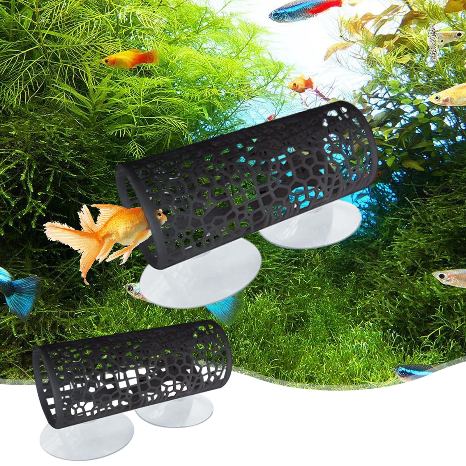 Zzbeans Fish Hiding Tunnel, Plastic Aquarium Decoration with Suction ...