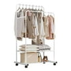 HioHa Clothes Rack, Double Rail Clothing Drying Rack with 2-Tier Shelf ...
