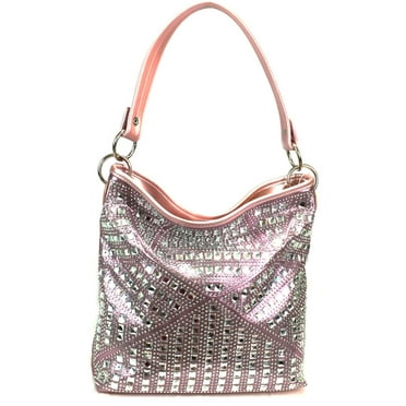 Zzfab Double Handles Laser Cut Big Hobo Bag Pink - Walmart.com