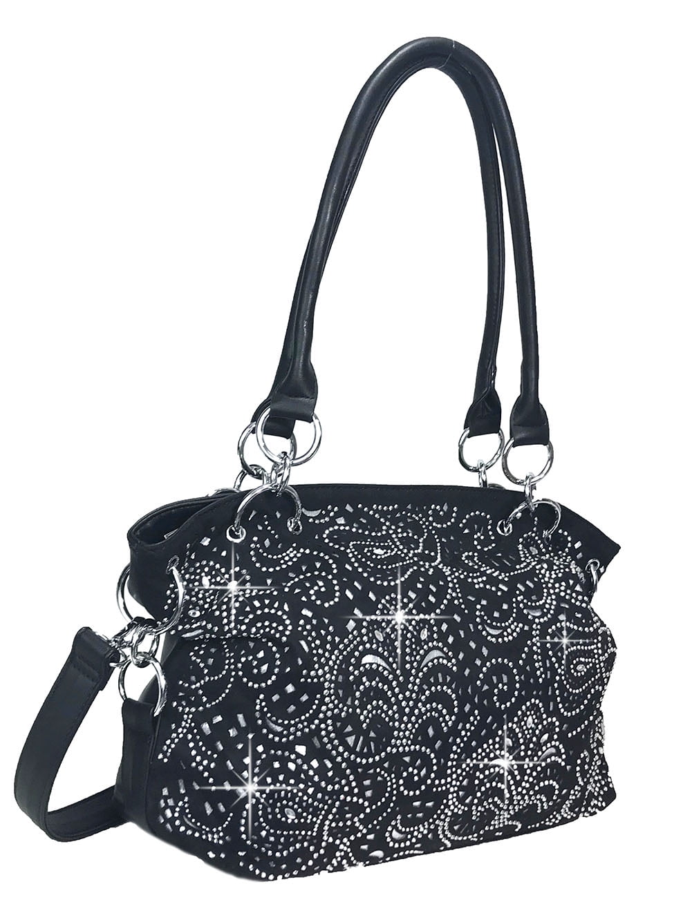 Zzfab Laser Cut Purses Double Handles Bling Purse Black - Walmart.com