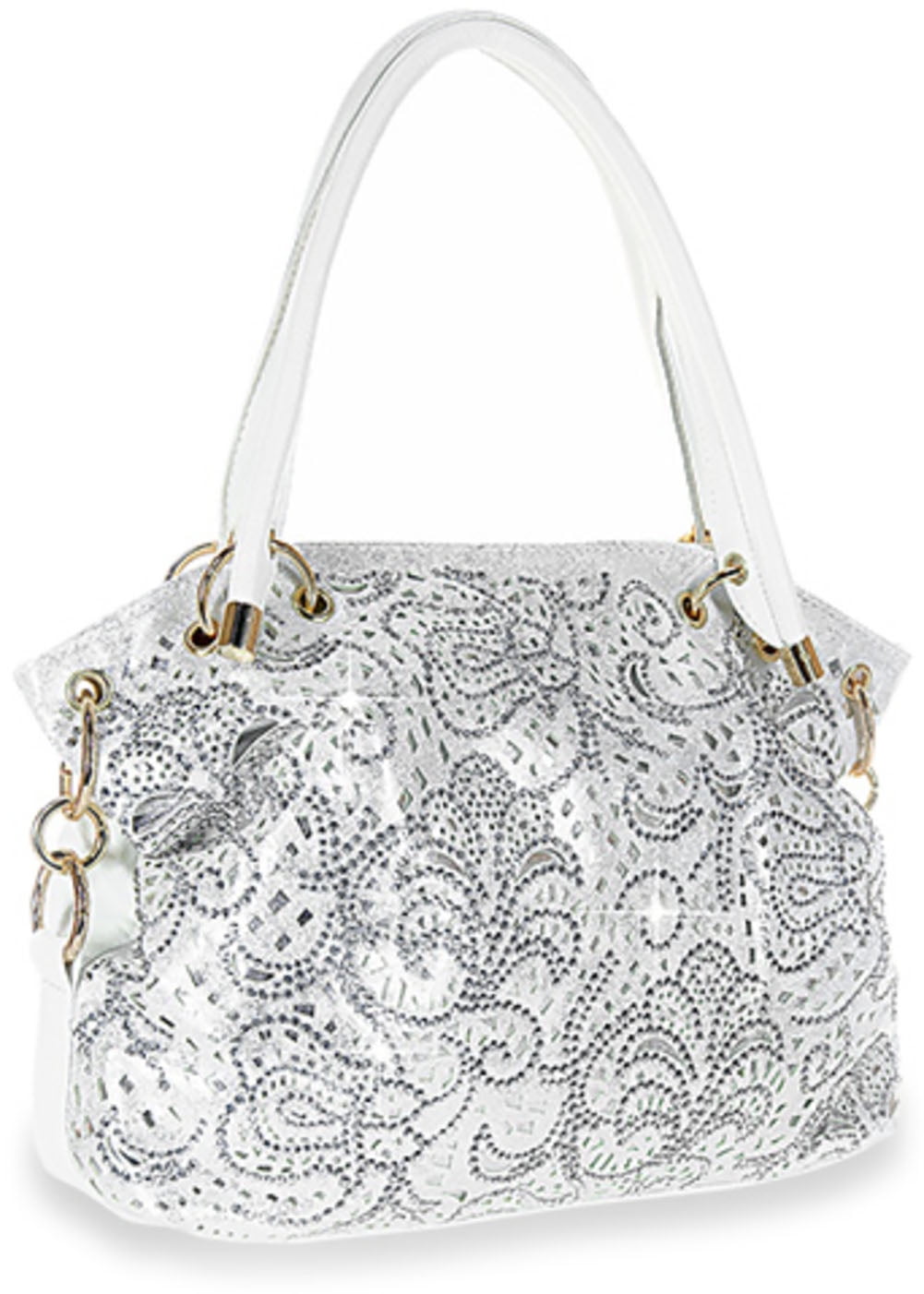 Zzfab Laser Cut Purses Double Handles Bling Purse White - Walmart.com
