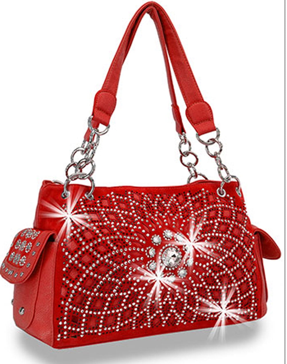 Zzfab Starburst Bling Purse Rhinestone Western Handbag Maroon - Walmart.com