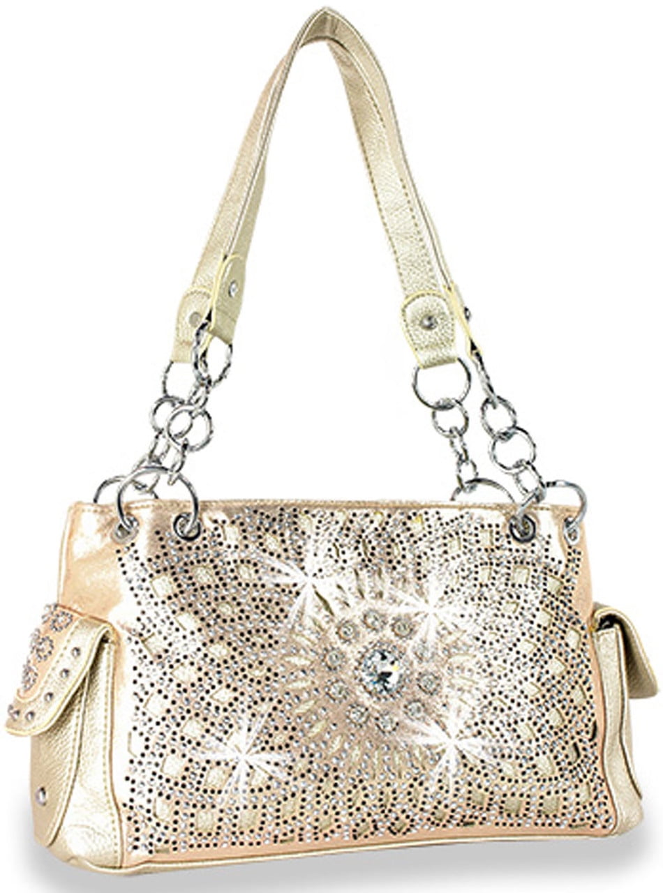 Zzfab Starburst Bling purse Rhinestone Western Handbag Gold - Walmart.com