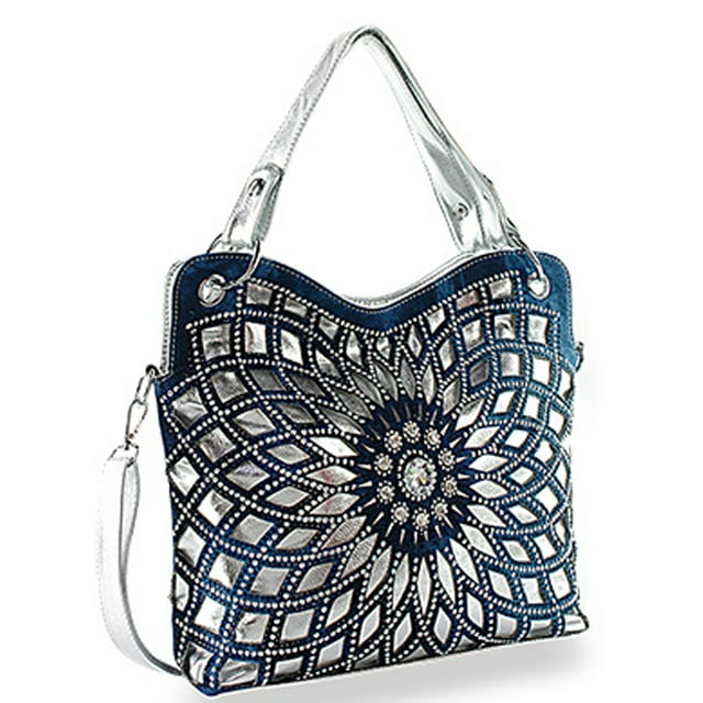 Zzfab Starburst Rhinestone Decorated Shoulder Bag with Zipper ...