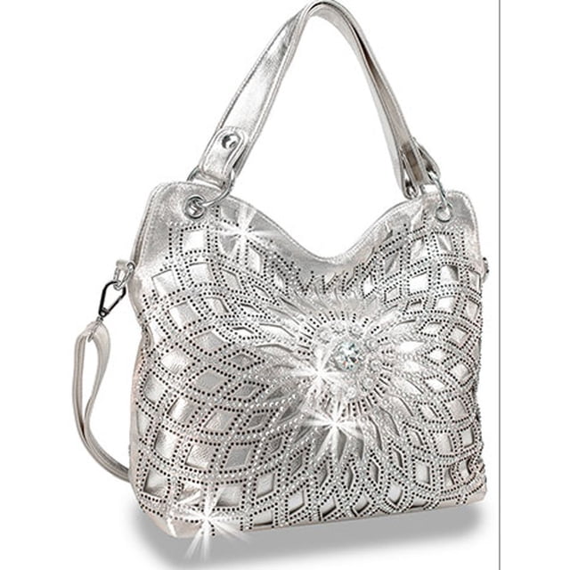 Zzfab Starburst Double Handles Bling Purse Silver - Walmart.com