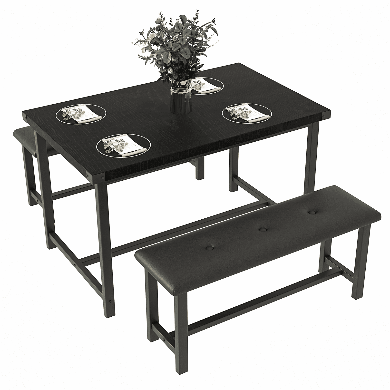 Zzistar 3 Piece Dining Table Set, Kitchen Wood Rectangular Dining Table ...