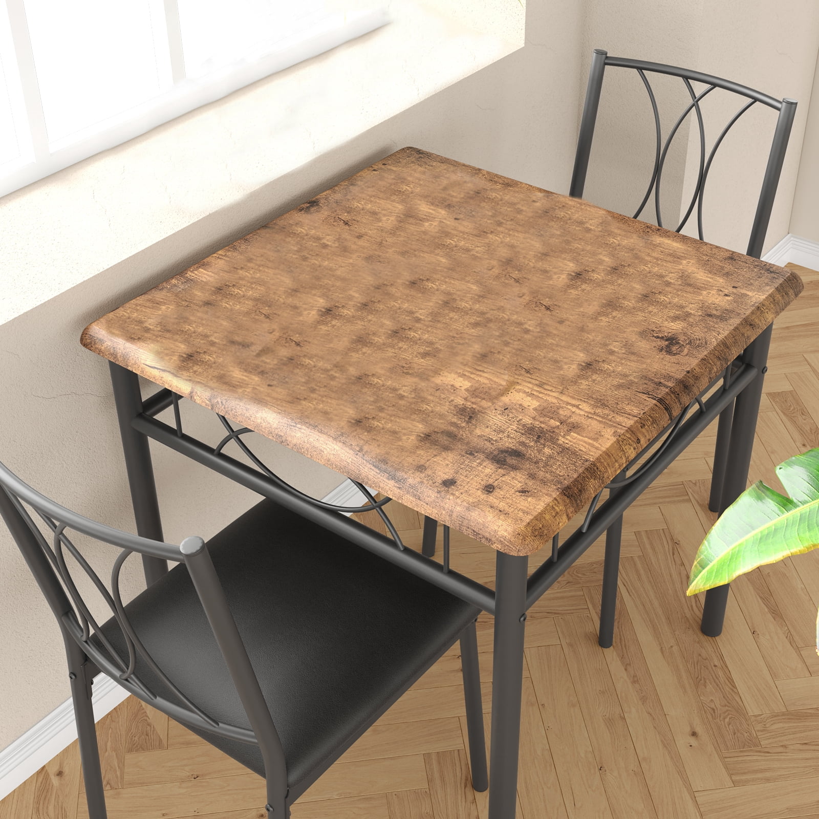 Zzistar 3 Piece Dining Table Set with 2 Upholstered Chairs, Kitchen ...