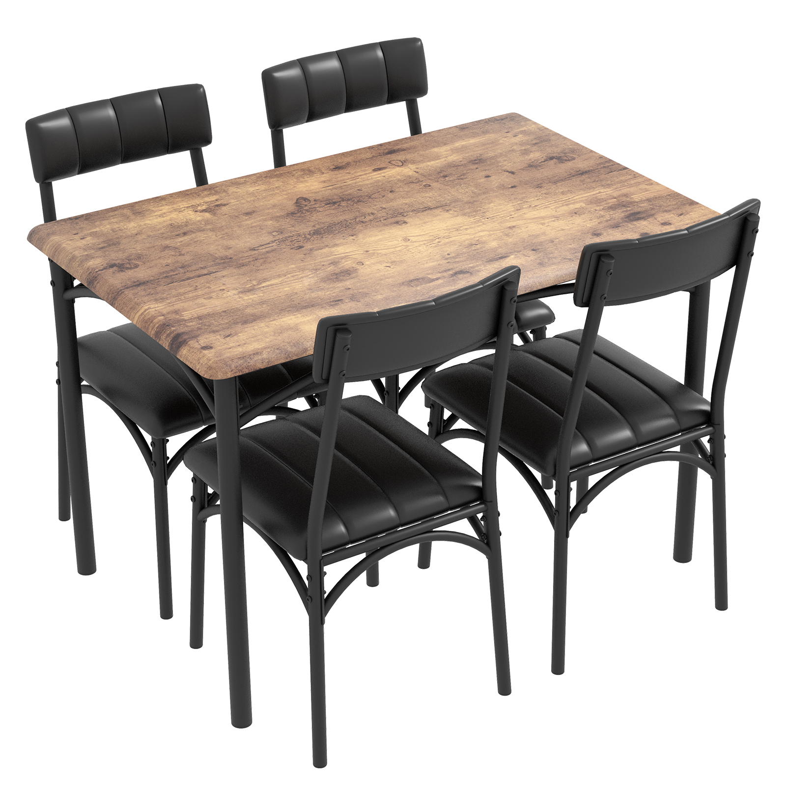 Costway 5 Piece Dining Set Wood Metal Table and 4 Chairs Kitchen ...