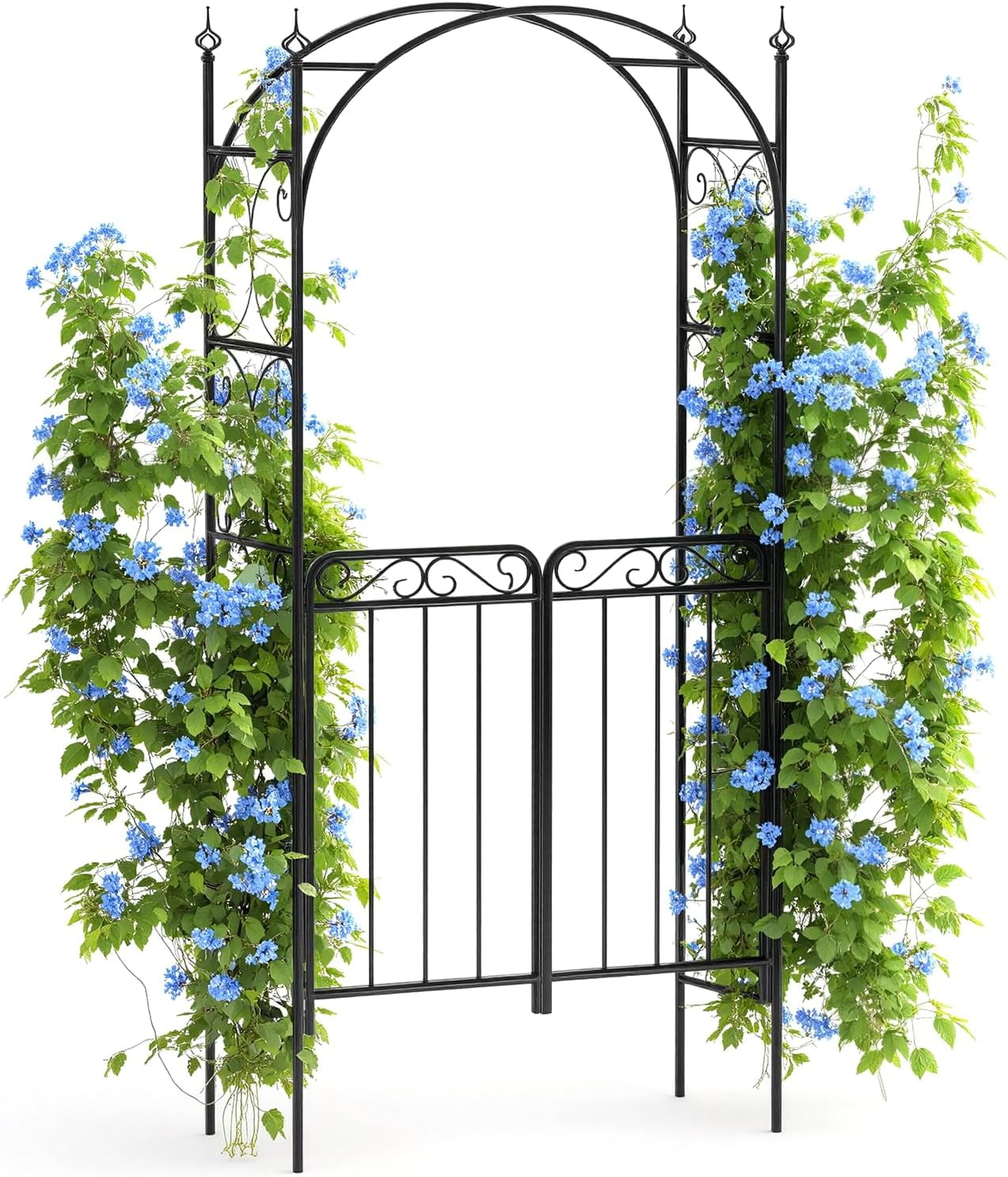 Zzistar 8FT Metal Garden Arch with Double Gates - Outdoor Wedding Arbor ...